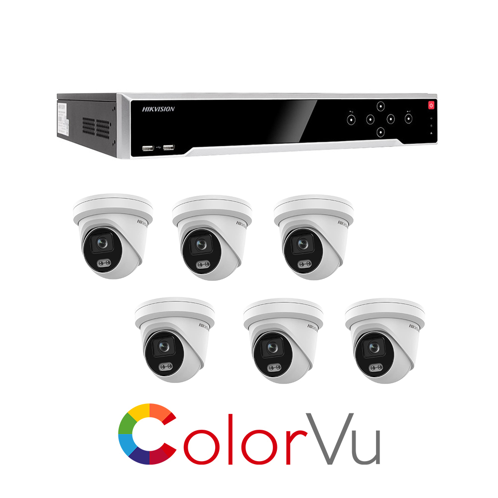 Hikvision 16 Channel ColorVu kit - with 6 x 4mm ColorVu Turrets
