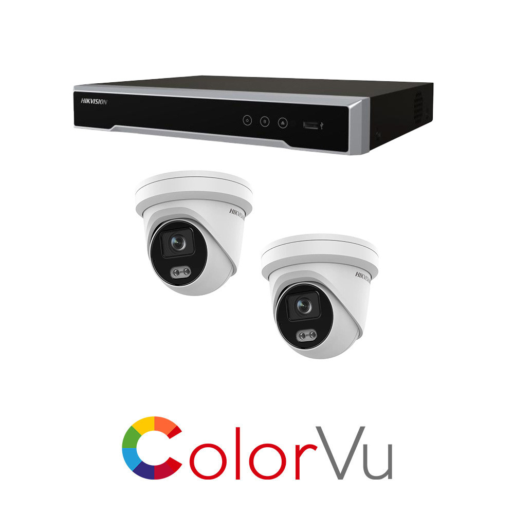 Hikvision 4 Channel ColorVu kit - with 2 x 4mm ColorVu Turrets ...