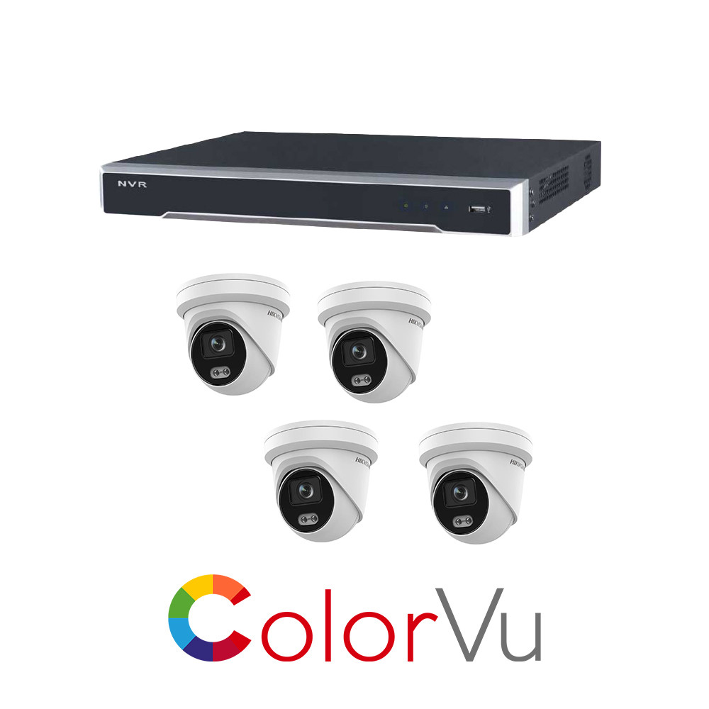 Hikvision 8 Channel ColorVu kit - with 4 x 4mm ColorVu Turrets