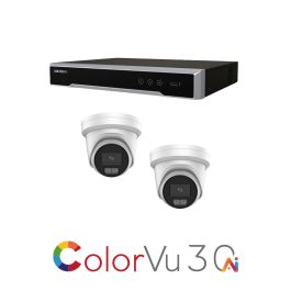 Hik 4 Channel ColorVu kit - cw 2 x 6MP Hybrid ColourVu3 Turrets