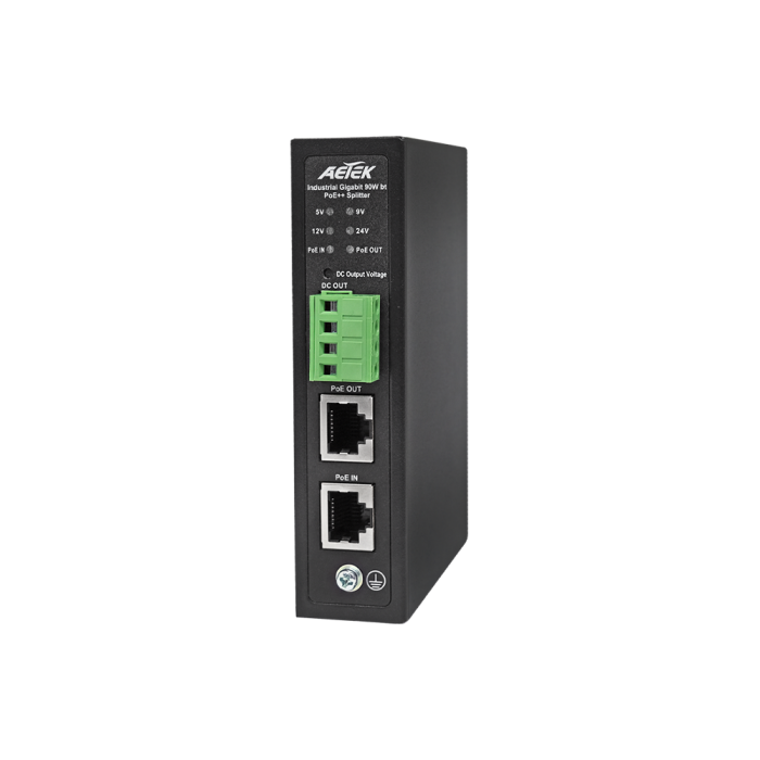 AETEK Industrial Gigabit Dual Power Output PoE Splitter