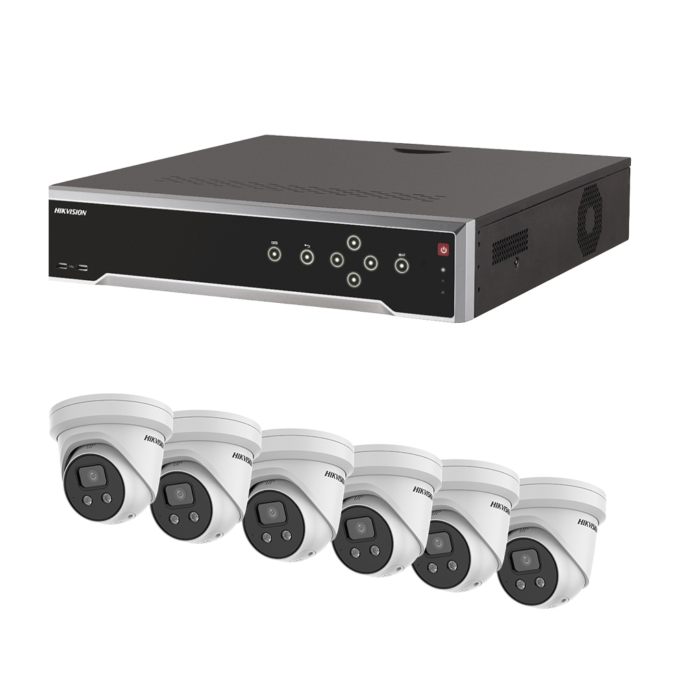 Hikvision 16 Channel kit with 6 AcuSense Strobe Speaker Turrets